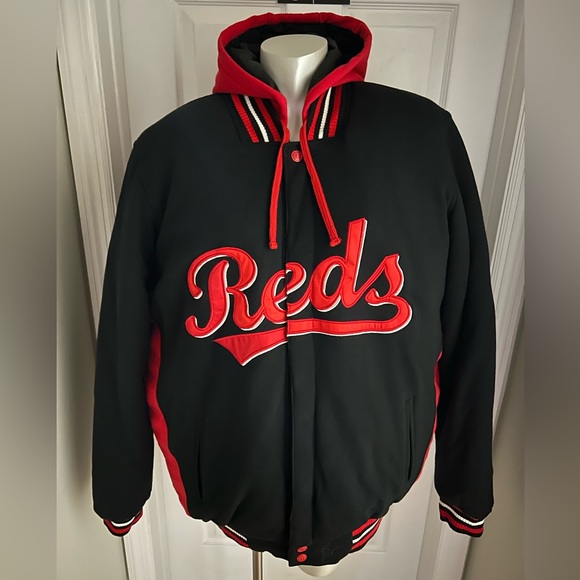 JH Design | Jackets & Coats | Cincinnati Reds Reversible Jacket With ...